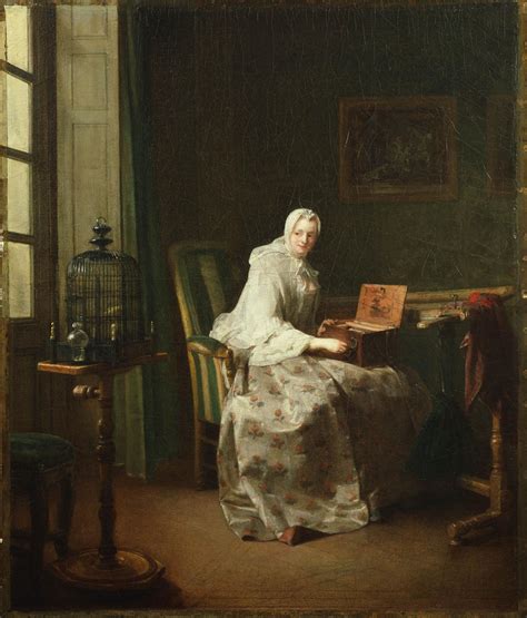 0035 夏尔丹 法国洛可可艺术风格夏尔丹油画作品集 Lady with a Bird Organ 1753 2784x3263PX TIF