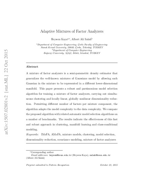 Pdf Adaptive Mixtures Of Factor Analyzers