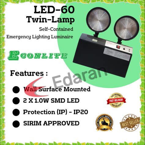 Econlite Led 60 Twin Lamp Self Contained Emergency Lighting Luminaire Lazada