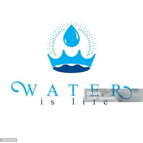 순수한 물 벡터 추상적인 기호 로얄 크라운의 모양에서 만든 미네랄 워터 광고에 사용 하기 위해 최고의 비즈니스 엠 블 럼 개념에