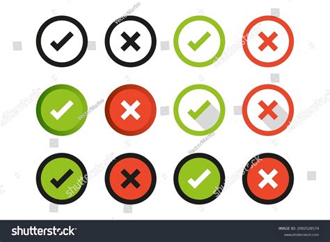 Set Check Mark Cross Icons Vector Stock Vector Royalty Free 2082528574 Shutterstock