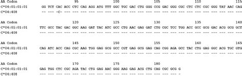 alignment of the sequence of exon 3 of c 04 408 with the sequence of