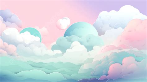 다채로운 구름 만화 일러스트 다채로운 구름 하늘 귀여운 배경 만화구름 하늘 하늘이 배경 일러스트 및 사진 무료 다운로드 Pngtree
