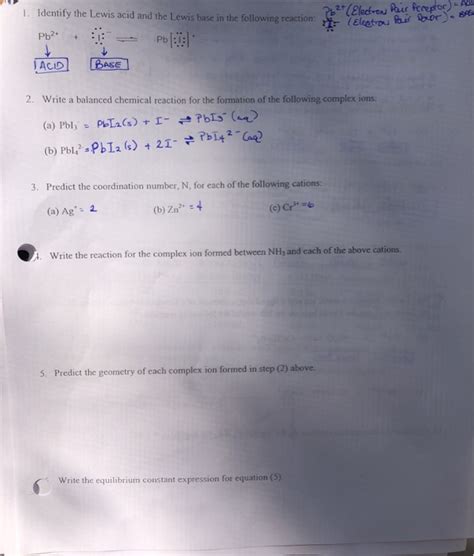 Solved Write The Reaction For The Complex Ion Formed Between Chegg Com