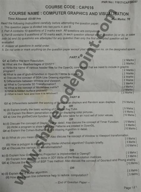 Cap616 Computer Graphics And Visualization End Term Exam Question