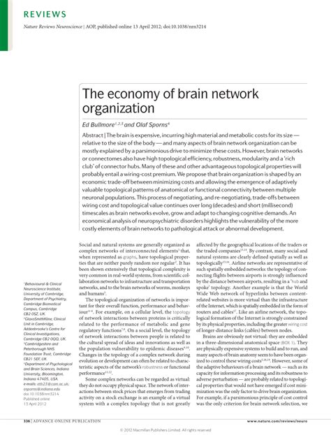 Pdf The Economy Of Brain Network Organization