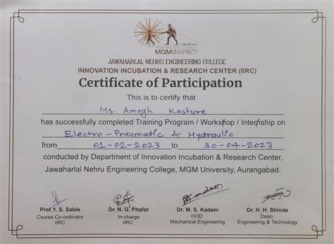 Amogh Kasture On Linkedin Completed The Course Of Electro Pneumatic And Hydraulic At The Mgm