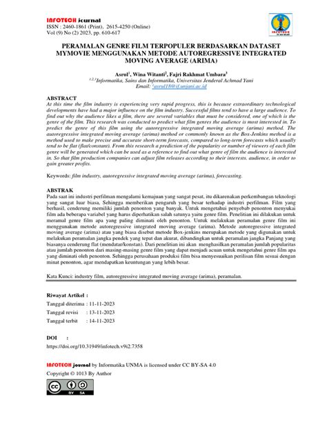Jurnal Analisis Time Series Pdf Autoregressive Integrated Moving Average Autoregressive Model