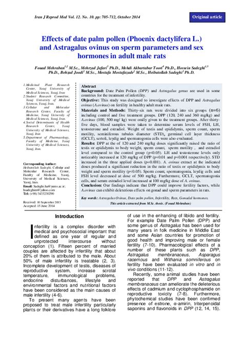 Pdf Effects Of Date Palm Pollen Phoenix Dactylifera L And