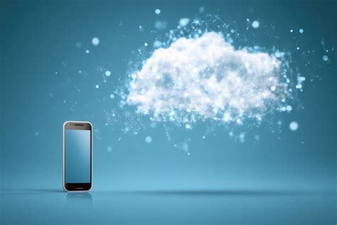 Mobile Device And Abstract Cloud Data Transfer Stock Illustration