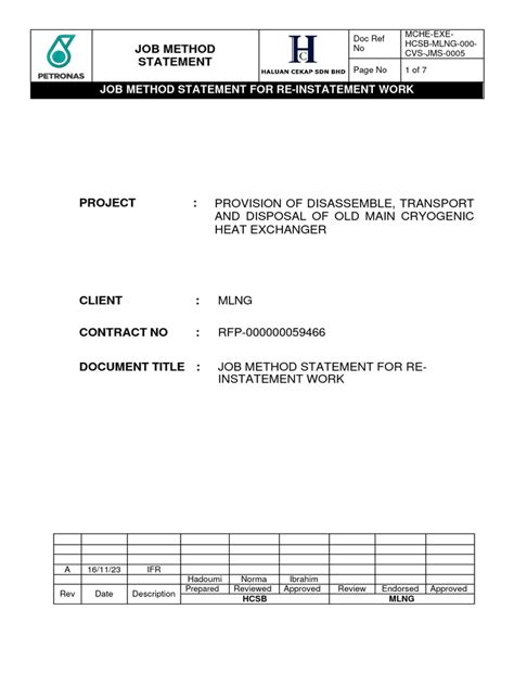 Job Method Statement For Re Instatement Work Pdf Demolition