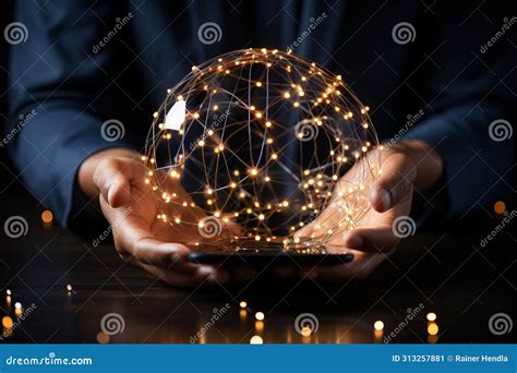 Man Holding Innovative IoT Internet Of Things Concept For Smart Devices Stock Image Image Of