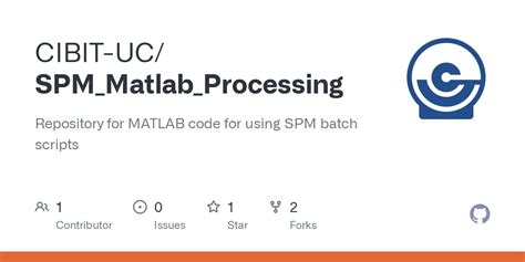 GitHub CIBIT UC SPM Matlab Processing Repository For MATLAB Code For Using SPM Batch Scripts