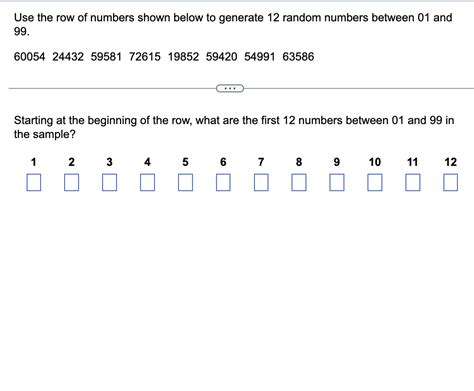 Solved Use The Row Of Numbers Shown Below To Generate 12