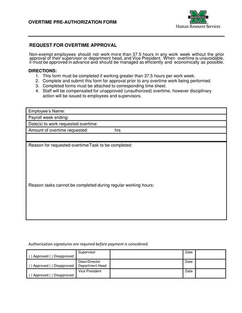 11 Overtime Authorization Forms And Templates Pdf Doc Free And Premium Templates