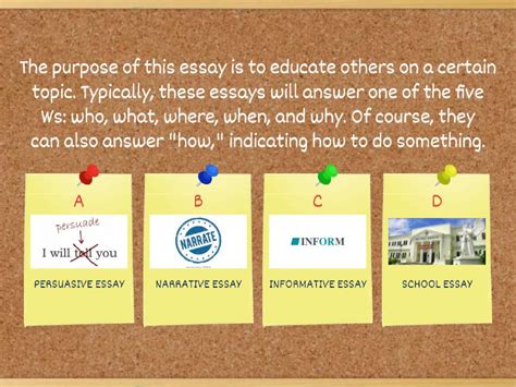 Informative Essay Assessment Task Choose The Correct Letter Of The