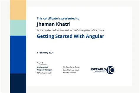 Completed Angular Course At 10pearls Jhaman Khatri Posted On The