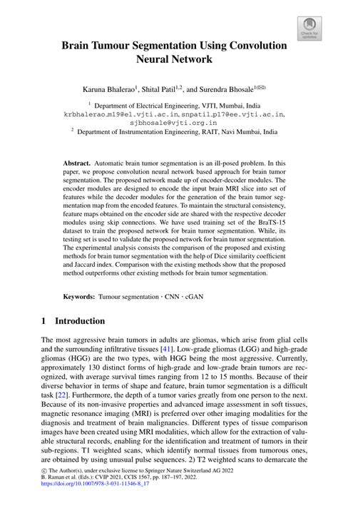 Pdf Brain Tumour Segmentation Using Convolution Neural Network