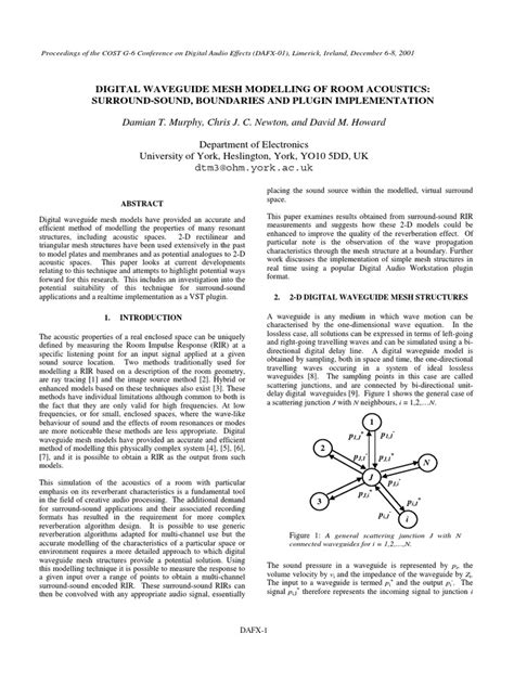 Digital Waveguide Mesh Modelling Of Room Acoustics Download Free Pdf