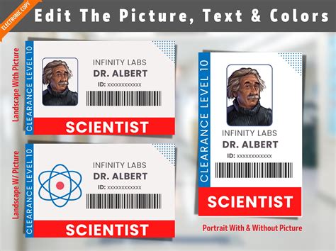 Personalised Scientist Id Badge Pretend Play Editable Science Party Id