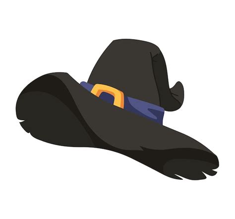Хэллоуинская шляпа ведьмы черная изолированная иллюстрация Бесплатно векторы