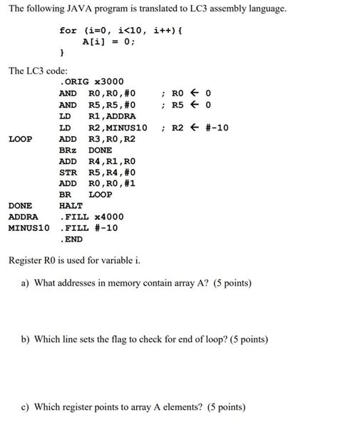 Solved The Following Java Program Is Translated To Lc3