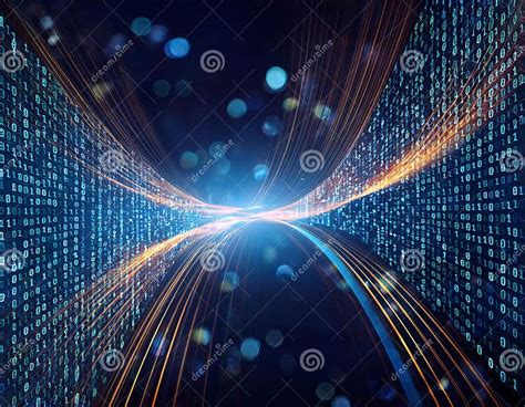 Abstract Digital Binary Code Flowing On Dark Background Stock Image