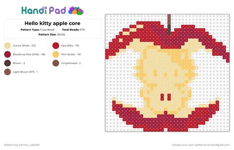 Hello Kitty Apple Core Fuse Bead Pattern Kandi Pad Kandi Patterns
