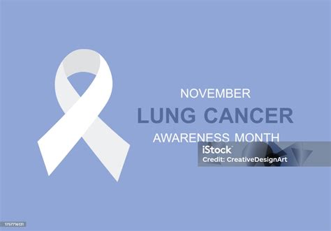 11 월 폐암 인식의 달 텍스트와 파란색 배경에 흰색 인식 리본 리본에 대한 스톡 벡터 아트 및 기타 이미지 리본 리본상 배경 주제 Istock