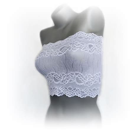 White Lace Bandeau Top Strapless Bra See Through Boob Tube Etsy