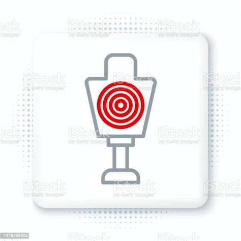 흰색 배경에 고립 된 촬영 아이콘을위한 라인 인간 대상 스포츠 사격장이나 촬영을 위한 숫자로 대상을 청소합니다 다채로운 개요 개념 벡터 가리키기에 대한 스톡 벡터 아트 및