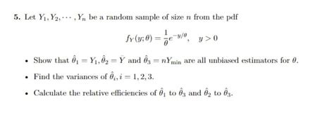 5 let y1 y2 ⋯ yn be a random sample of size n from