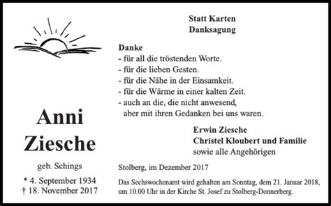 Traueranzeigen Von Anni Ziesche Aachen Gedenkt