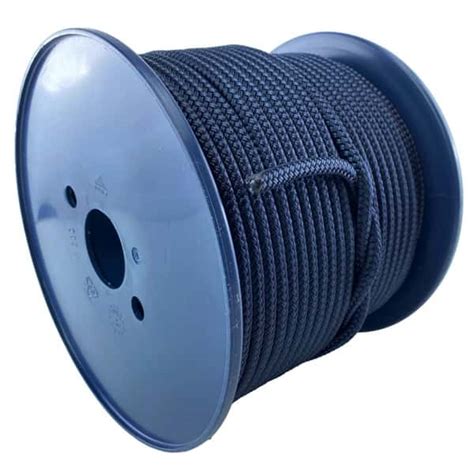 12mm Navy Blue Double Braid Polyester Rope 100 Metre Reel Ropeservices Uk