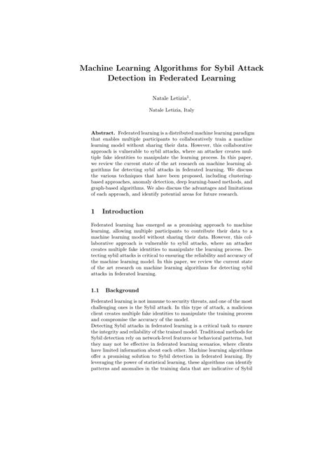 Pdf Machine Learning Algorithms For Sybil Attack Detection In