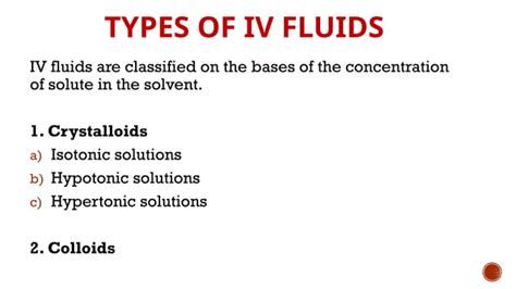 Iv Therapy Type Of Iv Fluids Fluid Calculation Ppt