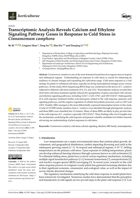 Pdf Transcriptomic Analysis Reveals Calcium And Ethylene Signaling Pathway Genes In Response