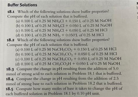 Buffer Solutions 18 1 Which Of The Following Chegg Com