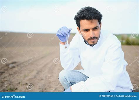 Soil Testing Indian Agronomy Specialist Taking Soil Sample For
