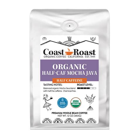 Organic Swiss Water Half Caf Mocha Java Whole Bean Coffee Espresso Outlet Llc