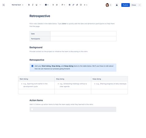 Confluence Retrospective Template