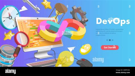 3d Vector Conceptual Illustration Of Devops Software Development And It Operations Stock Vector
