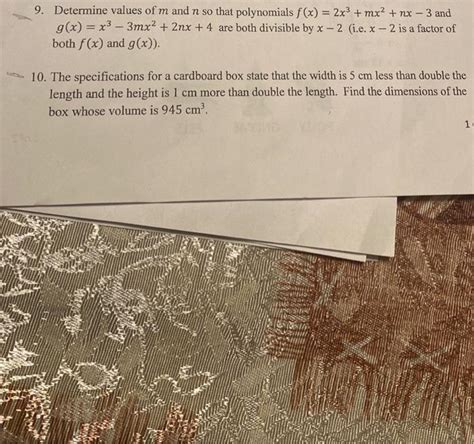 solved determine values of m and n so that polynomials f x