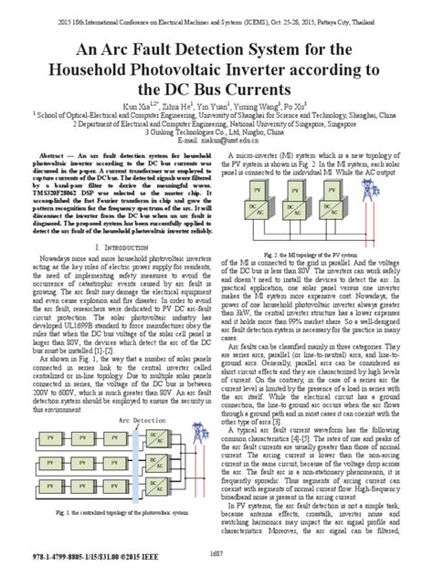 An Arc Fault Detection System For Household Photovoltaic Inverters Based On Analysis Of Dc Bus