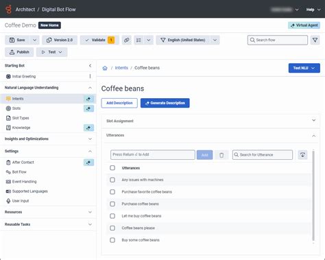 Generate Intents And Utterances Based On A Description For Virtual Agent And Copilot Genesys