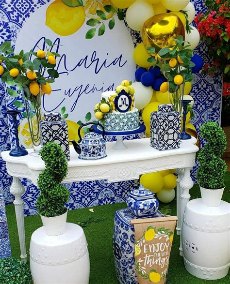 Pin By Sissi Mas On Maioliche Lemon Themed Bridal Shower Blue Bridal