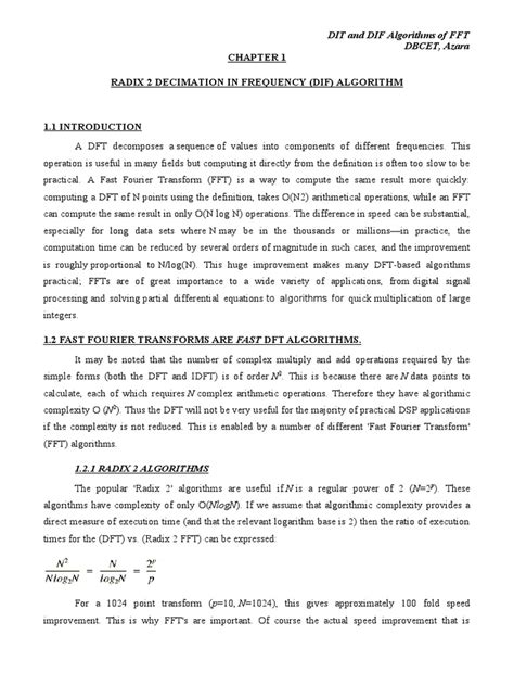 dit and dif algorithms pdf fast fourier transform discrete