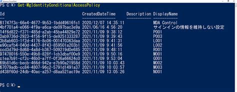 Get Mgidentityconditionalaccesspolicy 】コマンドレット――azure Active Directoryの条件付きアクセスポリシーを参照する：windows
