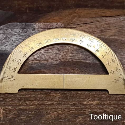 Vintage Brass 180 Degree Protractor Measuring Instrument Good Condition Tooltique