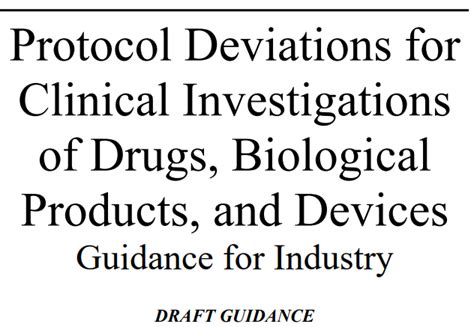 Protocol Deviations For Clinical Investigations Of Drugs Biological